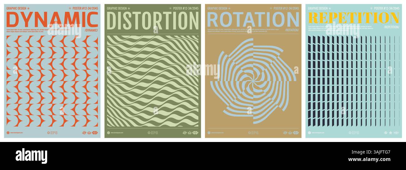 Image of many rectangular flat shapes with transition effect. Wavy ...