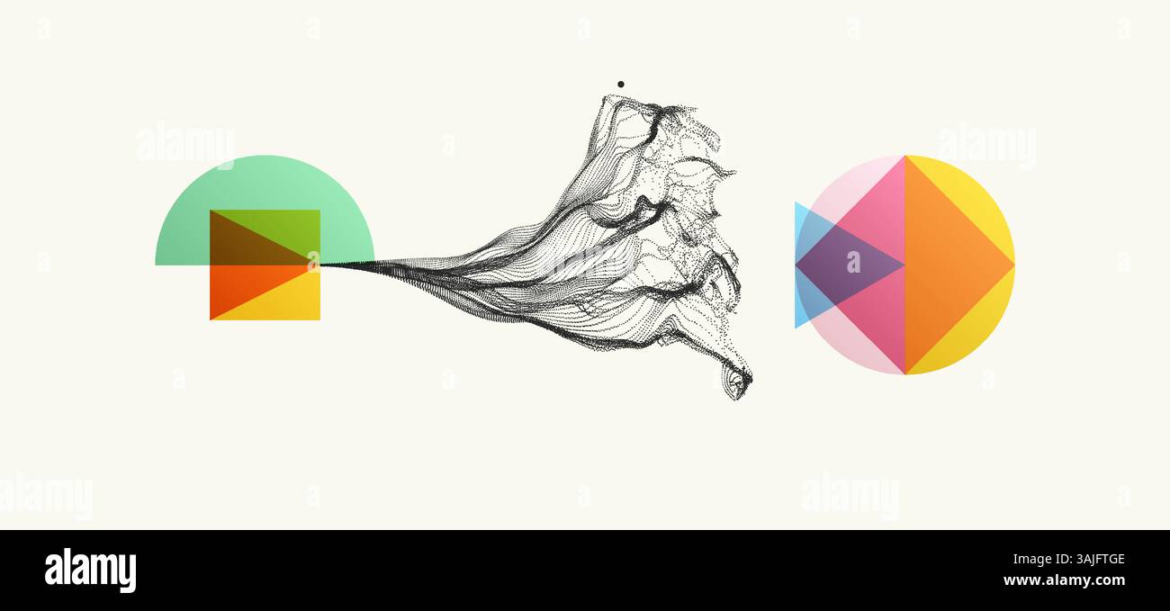 Geometric design. A branching system of dots depicting the scattering ...