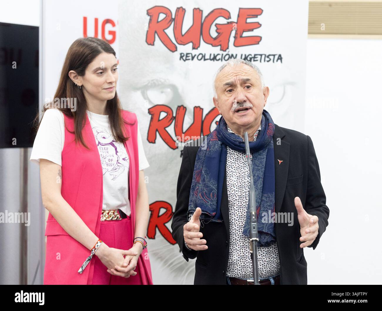 RUGE's new spokesperson, Belén Guirao, and UGT secretary general, Pepe ...