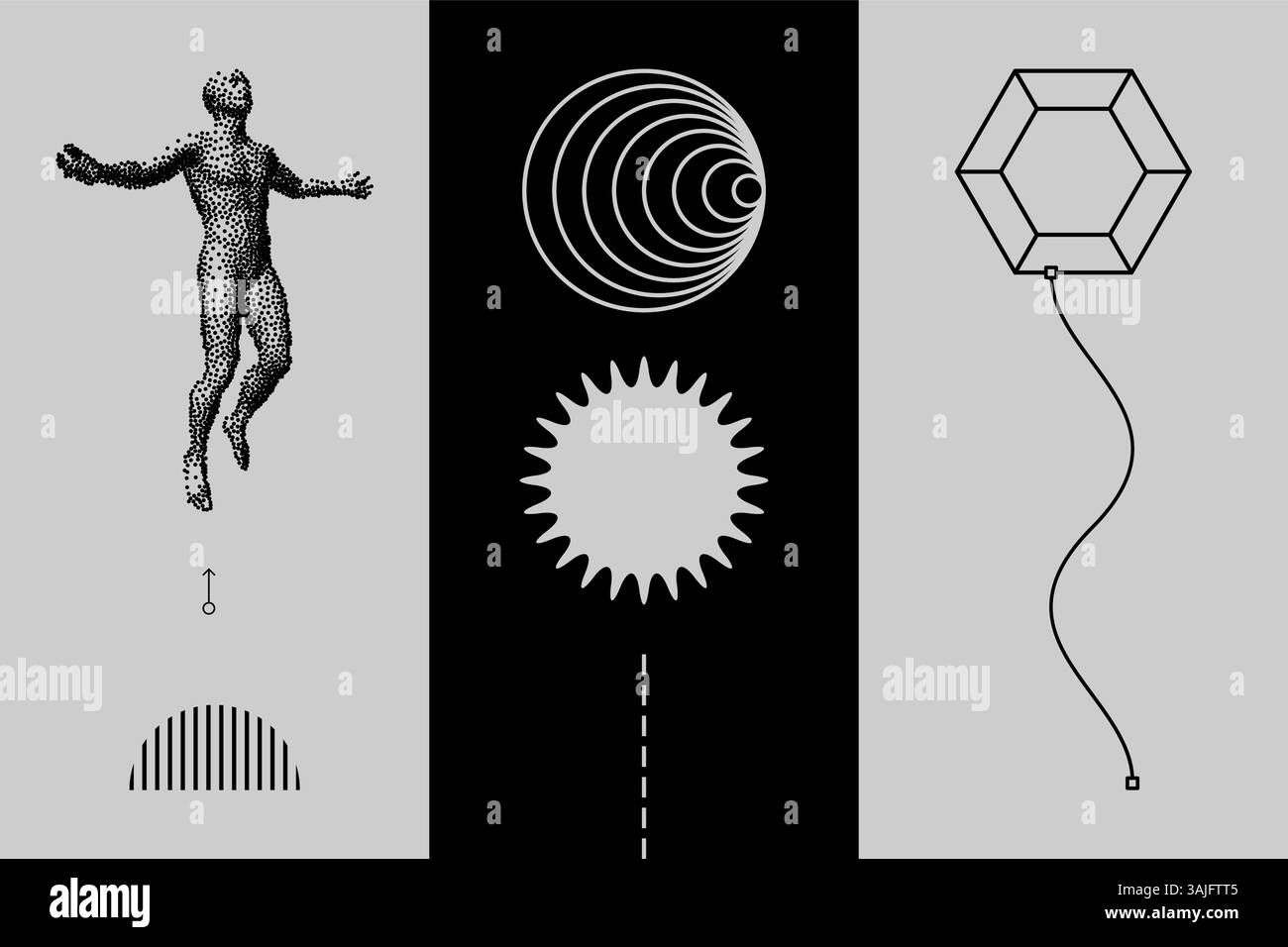 Flying man or the act of levitation. Harmony of mind and body, wisdom ...