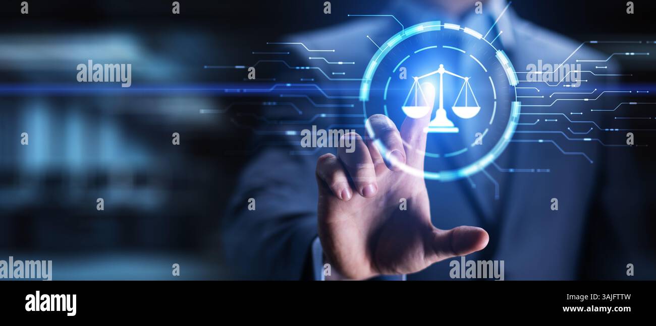 Digital Law and Legal Technology Illustrated on Virtual Interface Stock ...