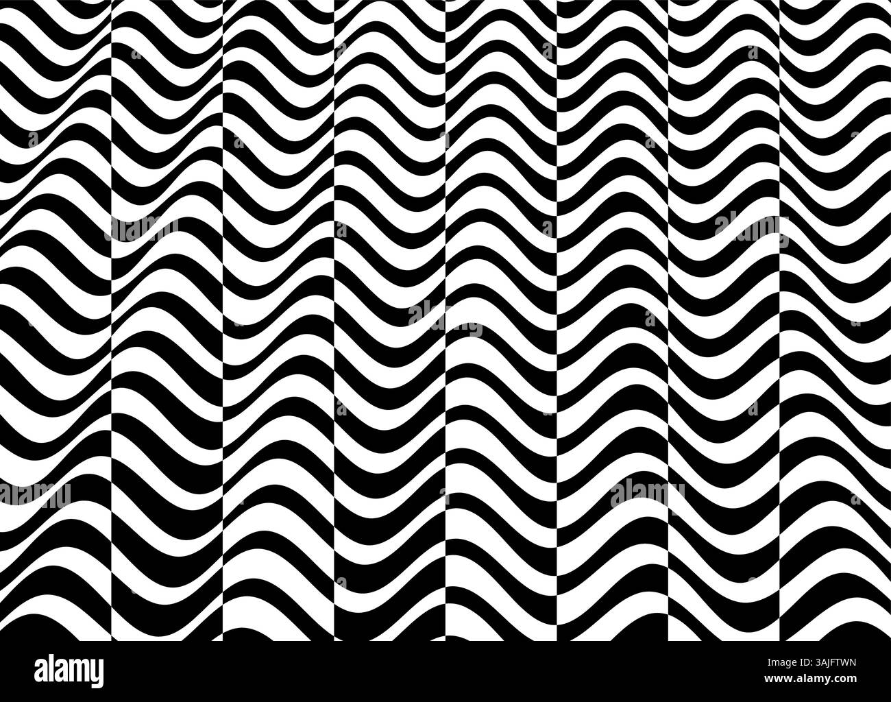 3D wavy pattern with optical illusion. Glitch abstract background. Distortion effect, bug and ...