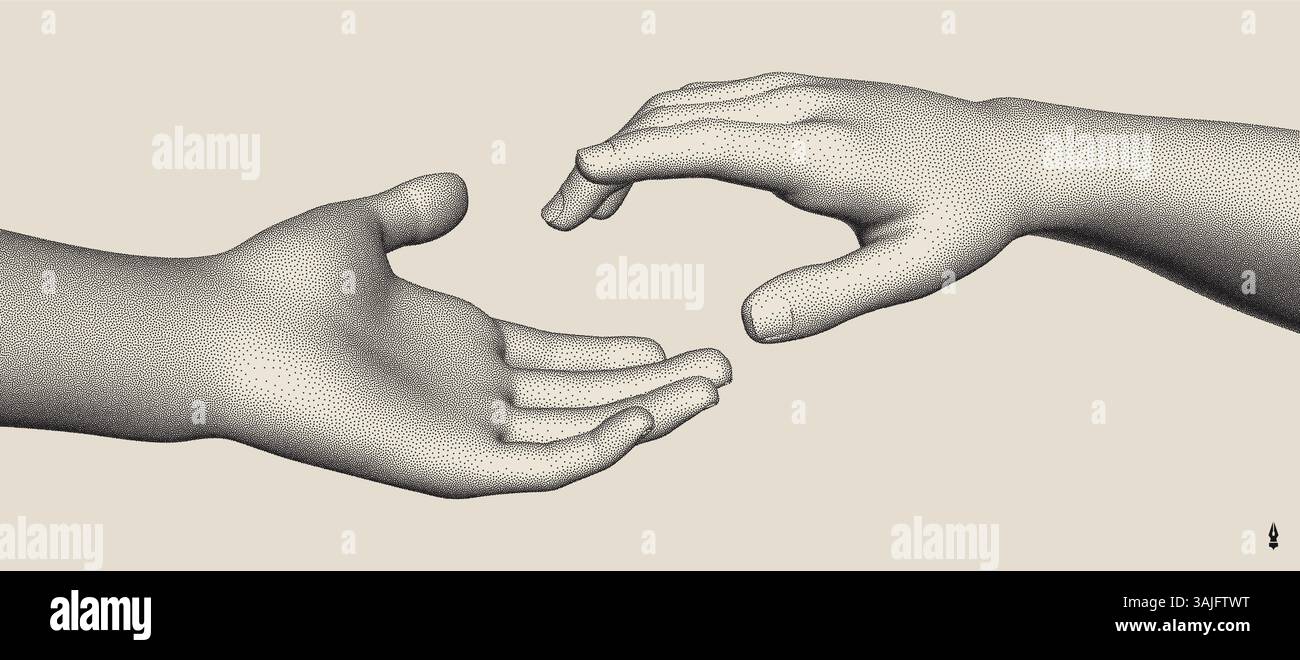 Hands reaching out to each other. Concept of human relationship, unity ...