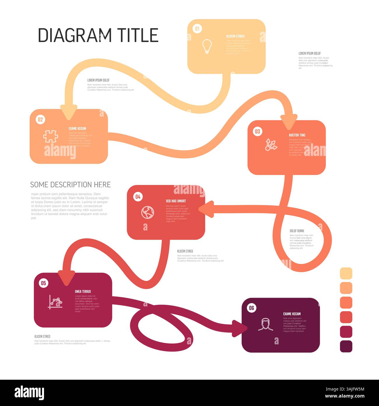 Simple minimalistic Red Colorful Flowchart with Gradient Path and ...