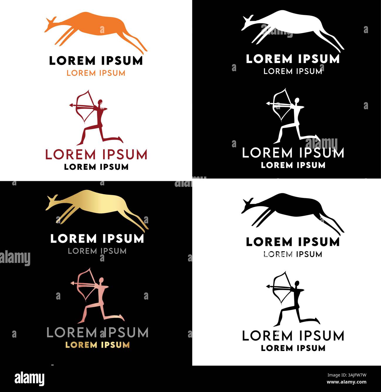 two logos cave paintings, bronze age illustration. vector Stock Vector ...