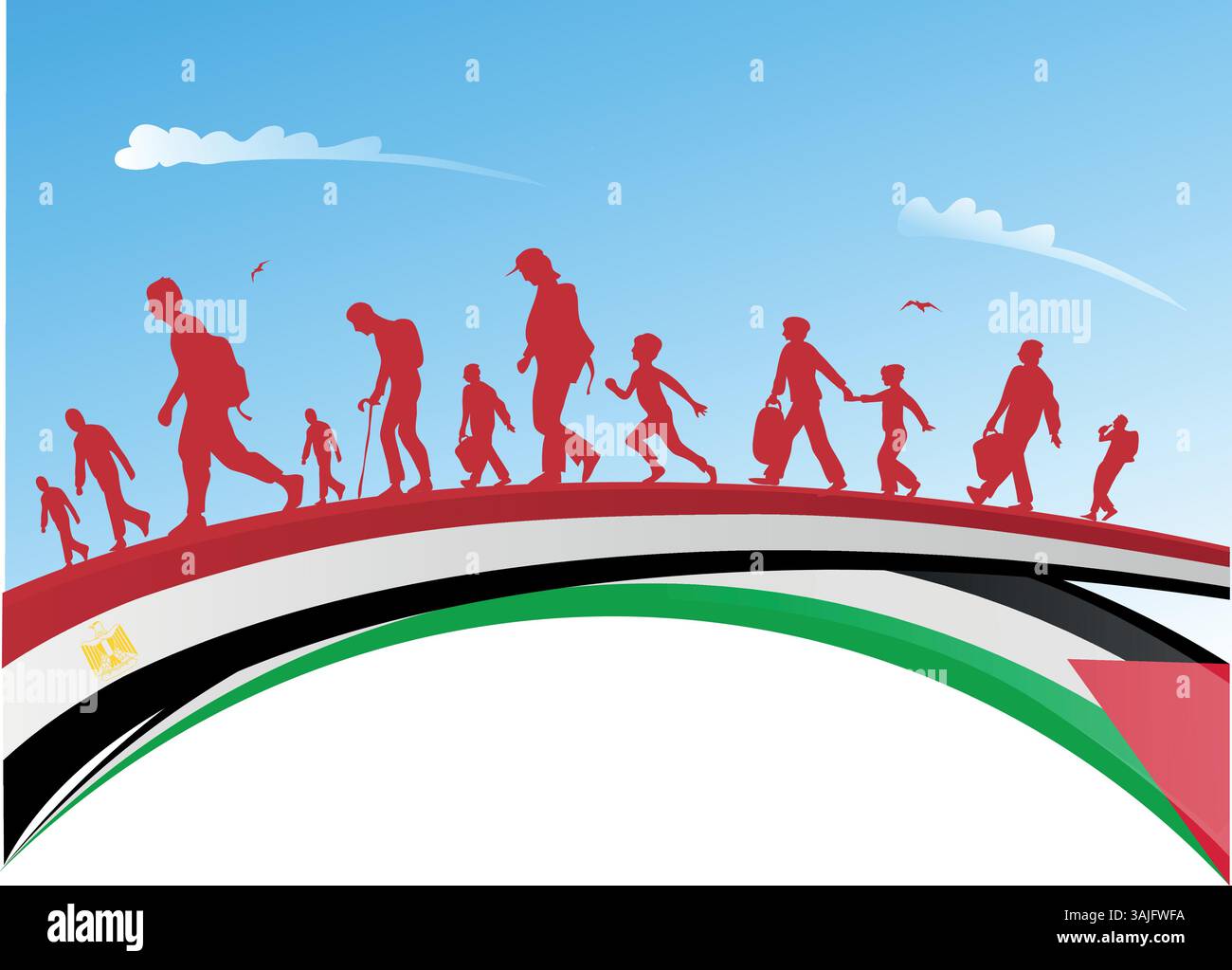 palestinian immigrants walking on the egyptian flag seeking asylum ...