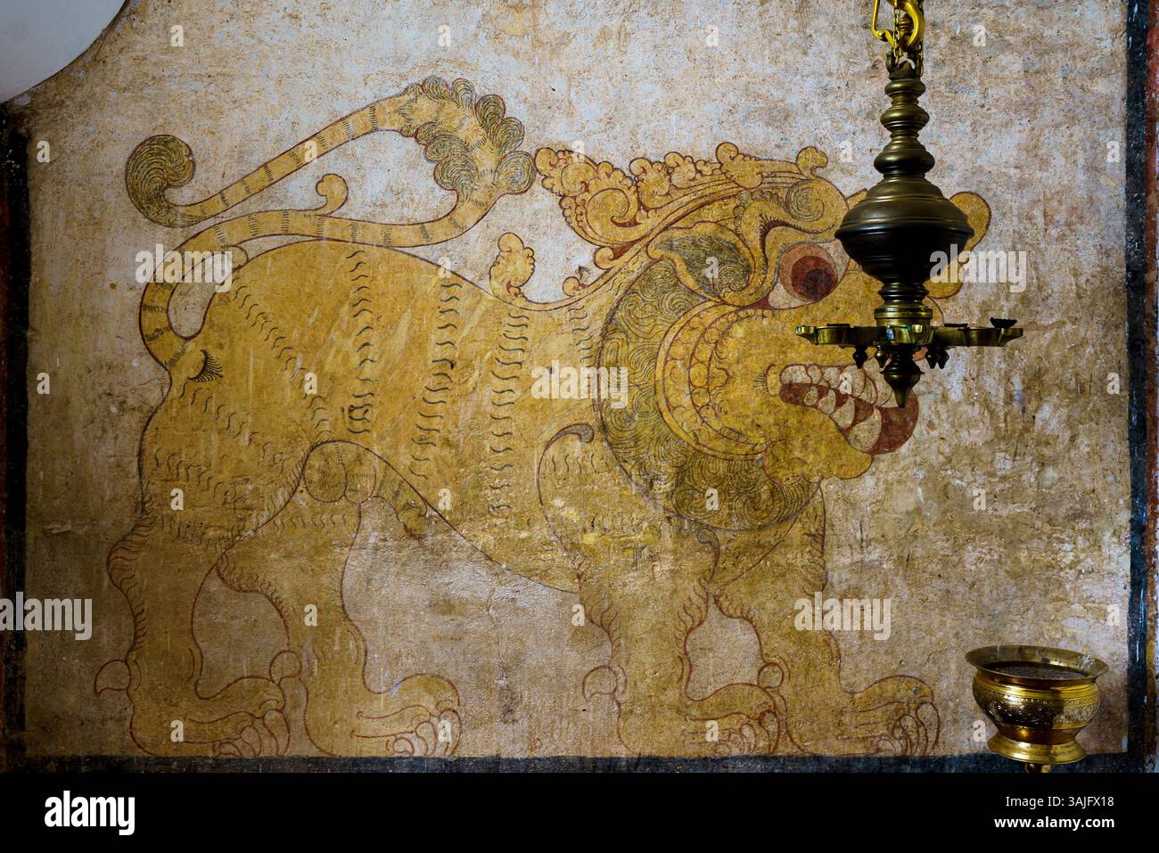 15.01.2025. Daulagala, Sri Lanka. An ancient lion mural at Sri ...