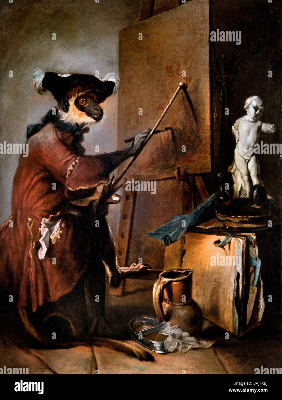 Monkey painter jean by simeon chardin hi-res stock photography and ...