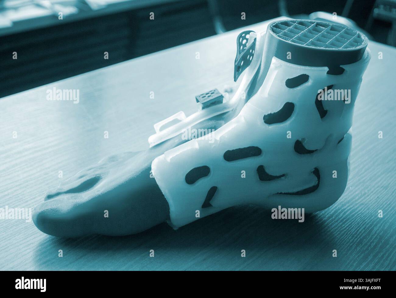 Prosthesis printed on a 3D printer from molten plastic on a plastic ...