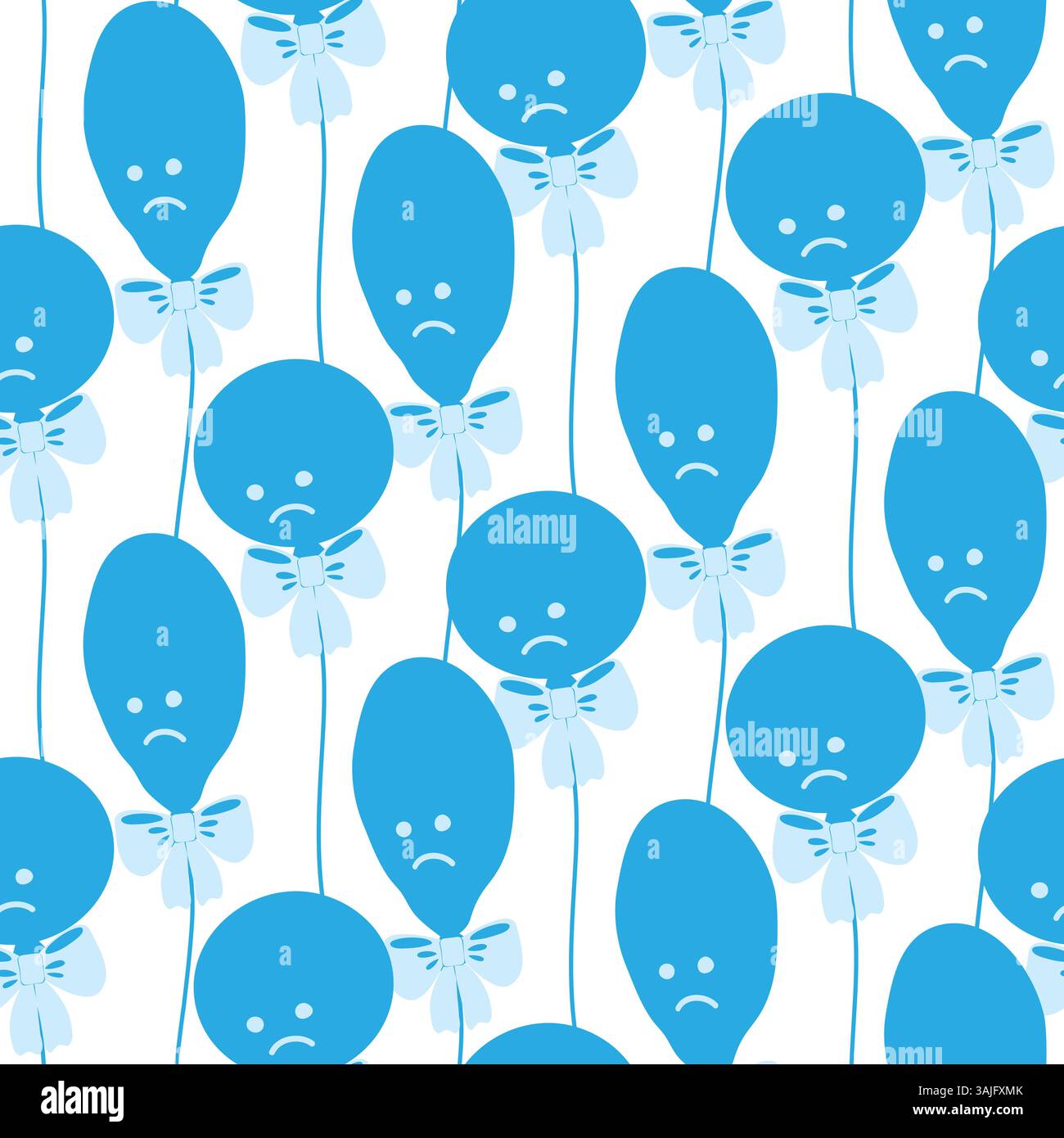 Circular and Deflated balloons bow tied Seamless Pattern Monochrome ...