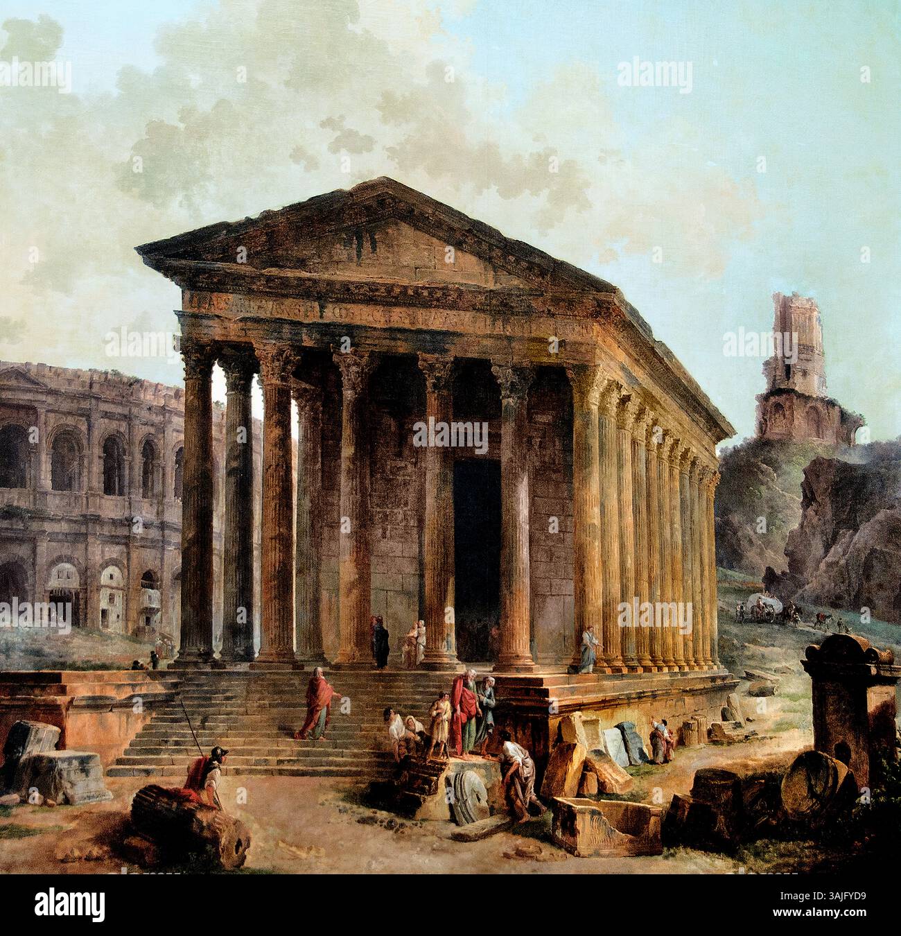 The square of the House and the Magne Tower arenas in Nimes Roman by ...