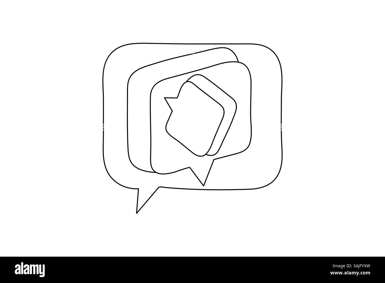 Speech bubble continuous single line drawing of square shape simple outline vector icon Stock ...