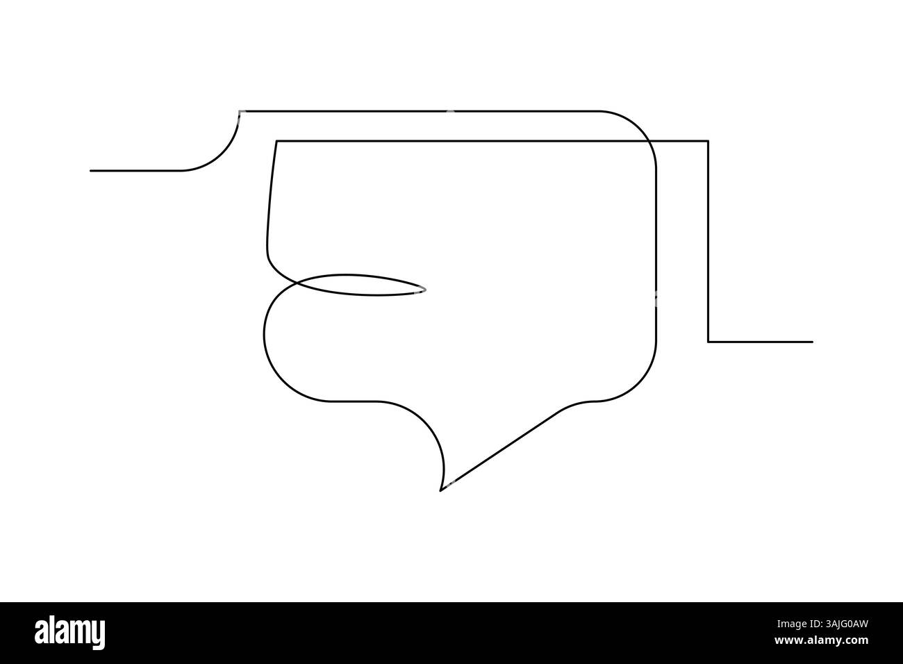 Speech bubble continuous single line drawing of square shape simple outline vector icon Stock ...