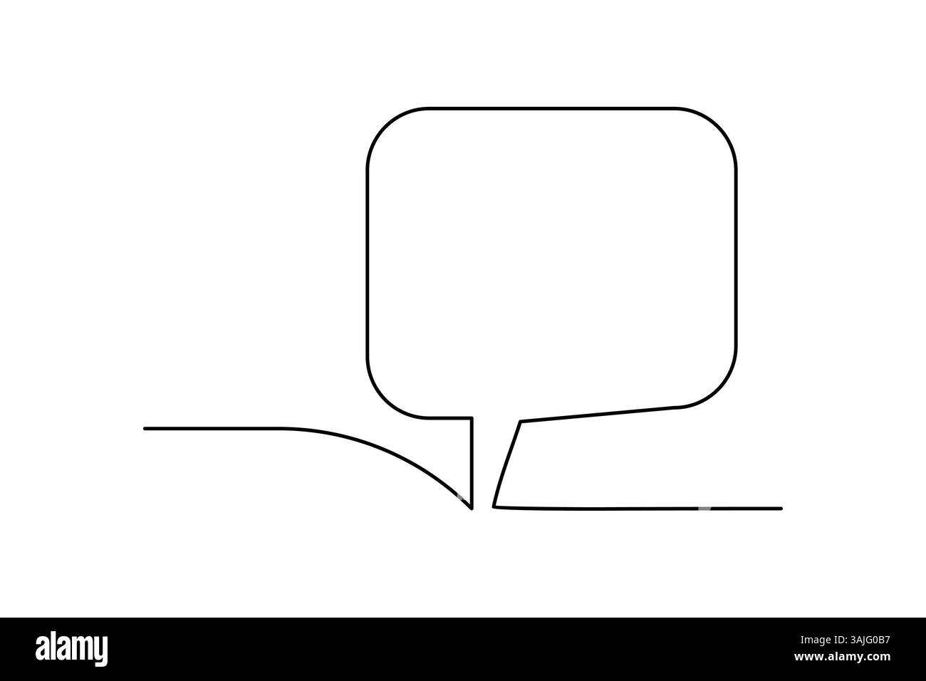 Speech bubble continuous single line drawing of square shape simple outline vector icon Stock ...