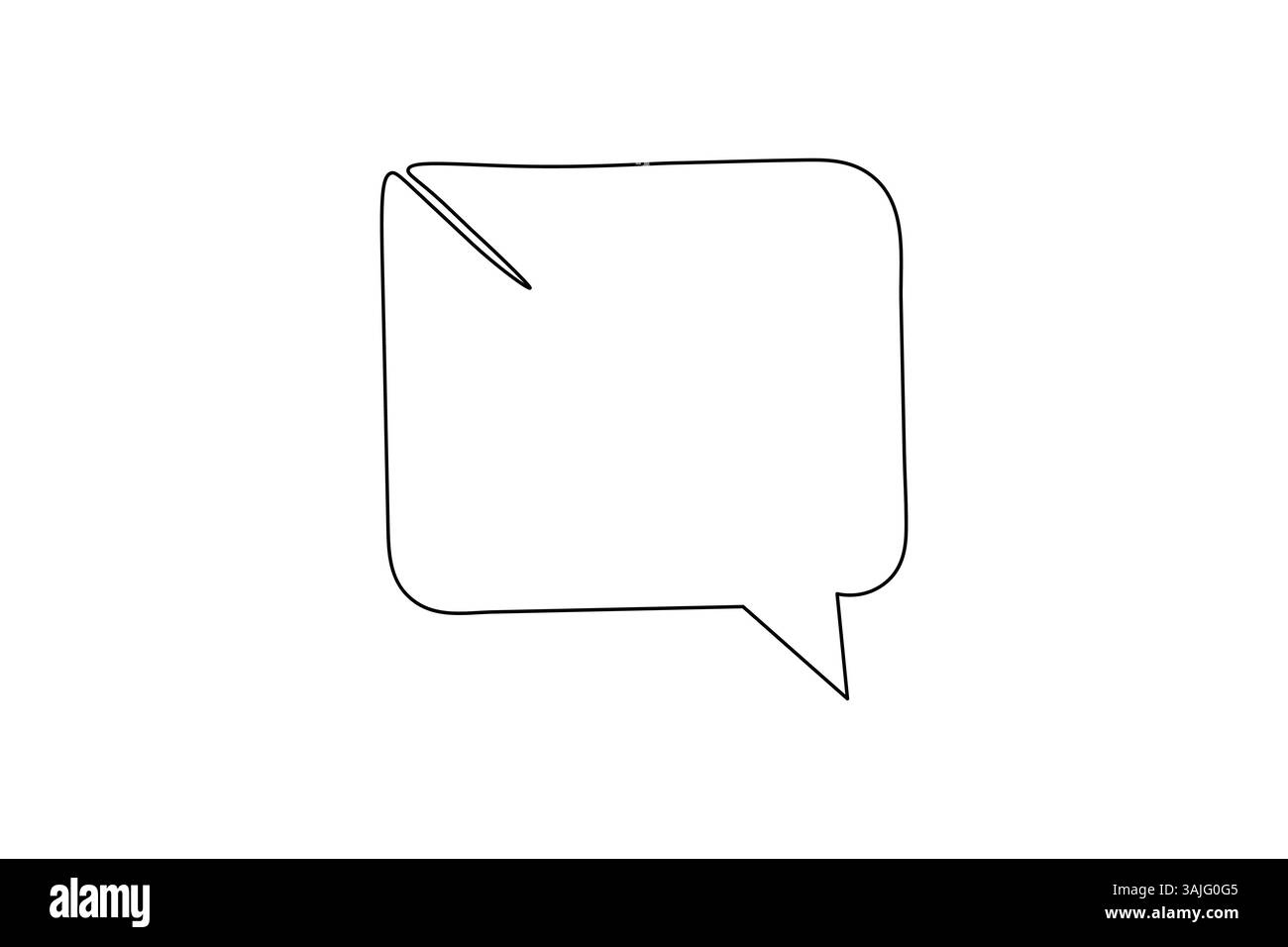 Speech bubble continuous single line drawing of square shape simple outline vector icon Stock ...