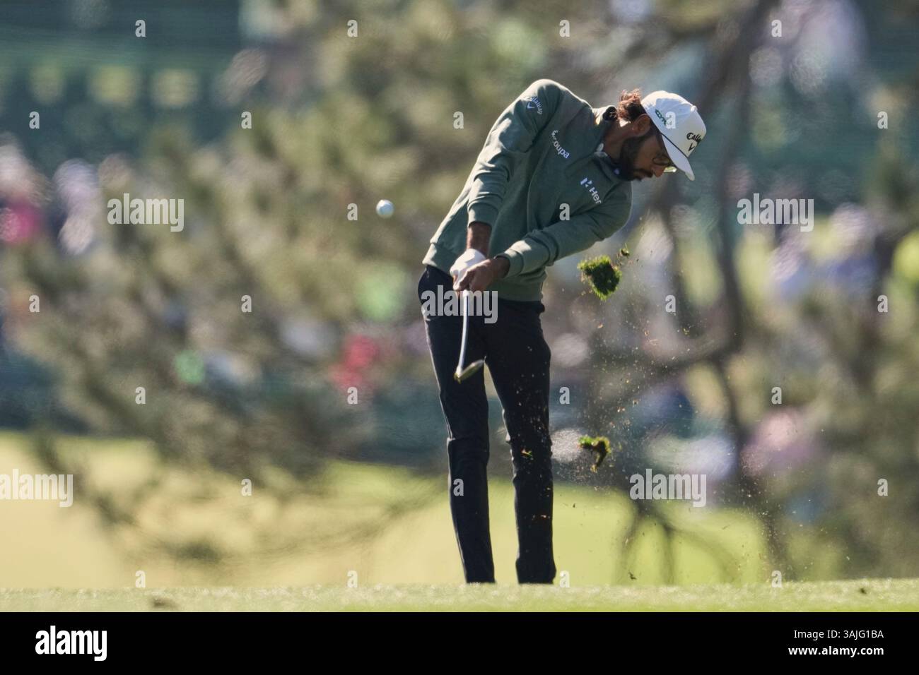 Akshay Bhatia hits from the fairway on the first hole during the second ...