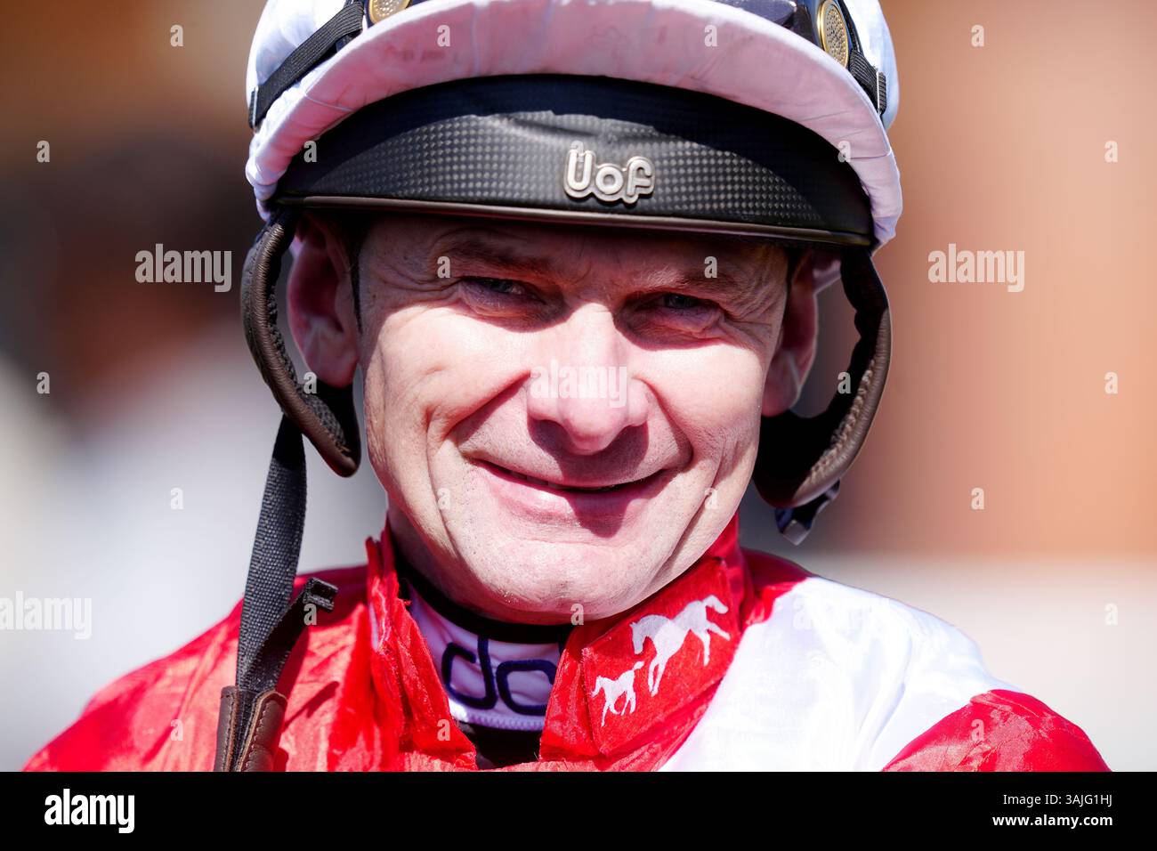 Jockey Robert Havlin at Newbury Racecourse. Picture date: Friday April ...