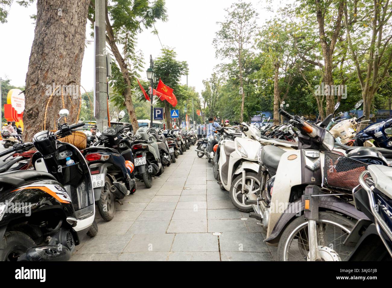 Motorcycle bikes lined up in Hanoi, Vietnam Stock Photo - Alamy