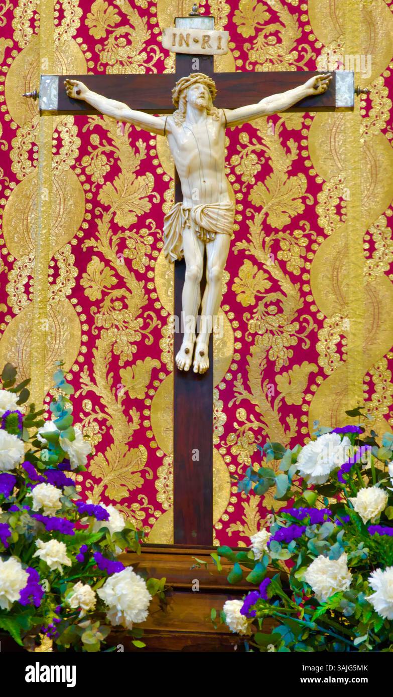 Jesus Christ crucified in front of the main altar in the new Catedral ...