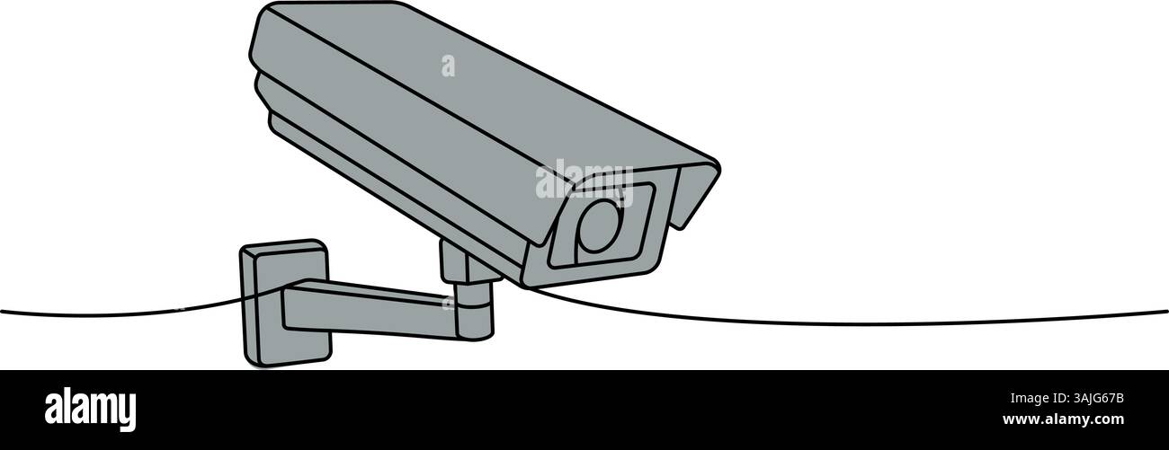 Security camera one line colored continuous drawing. Security ...