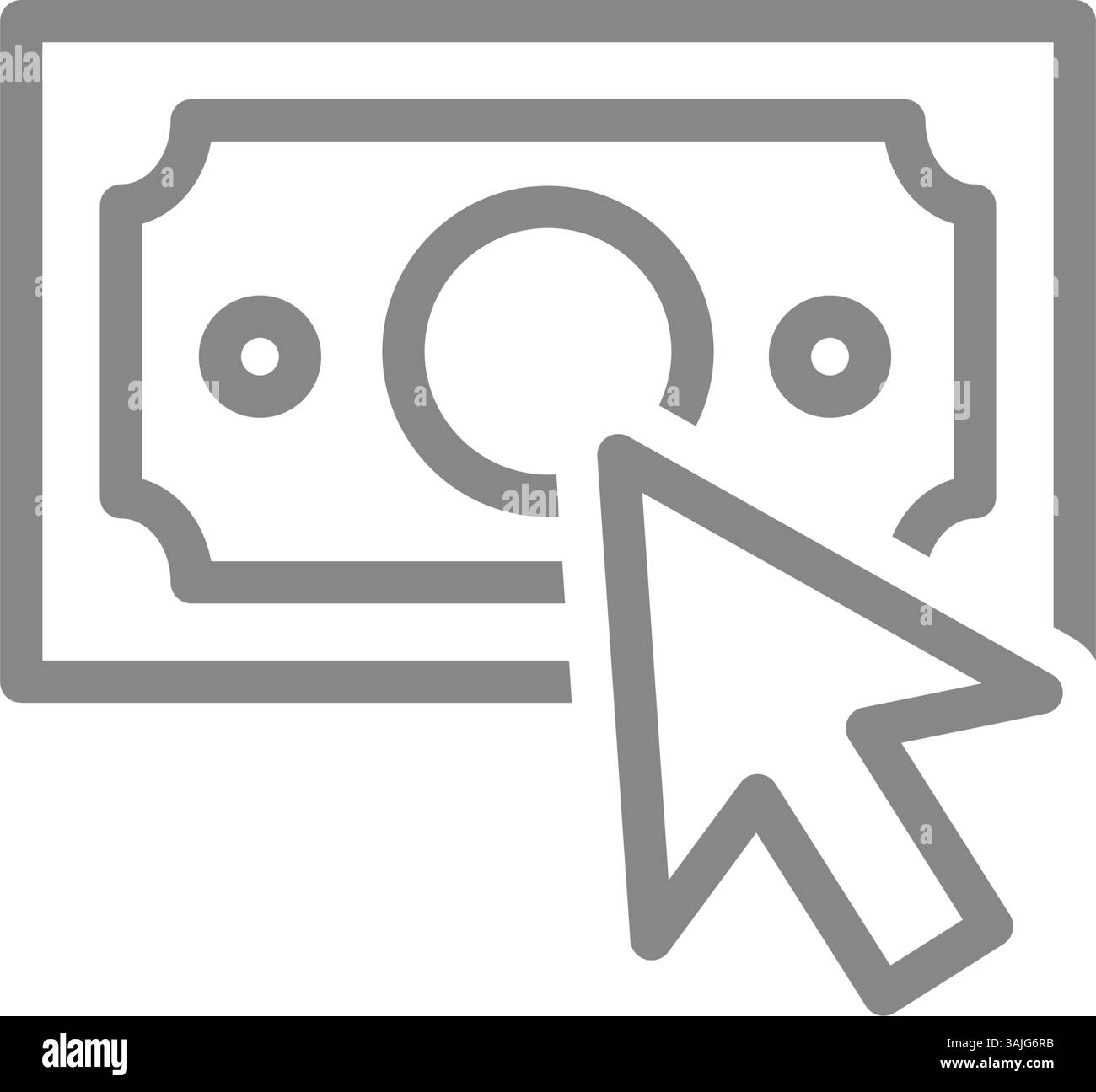 Money bill with arrow cursor line icon. Online bill payment symbol ...
