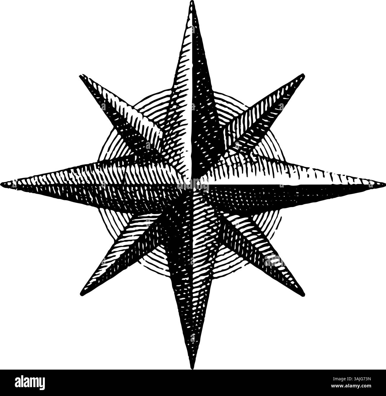 Vintage engraved compass rose design for nautical themed projects Stock ...