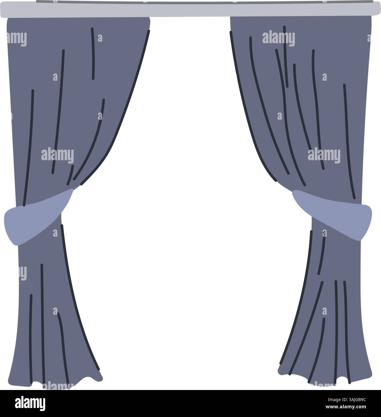 bedroom blackout curtains cartoon vector illustration Stock Vector ...