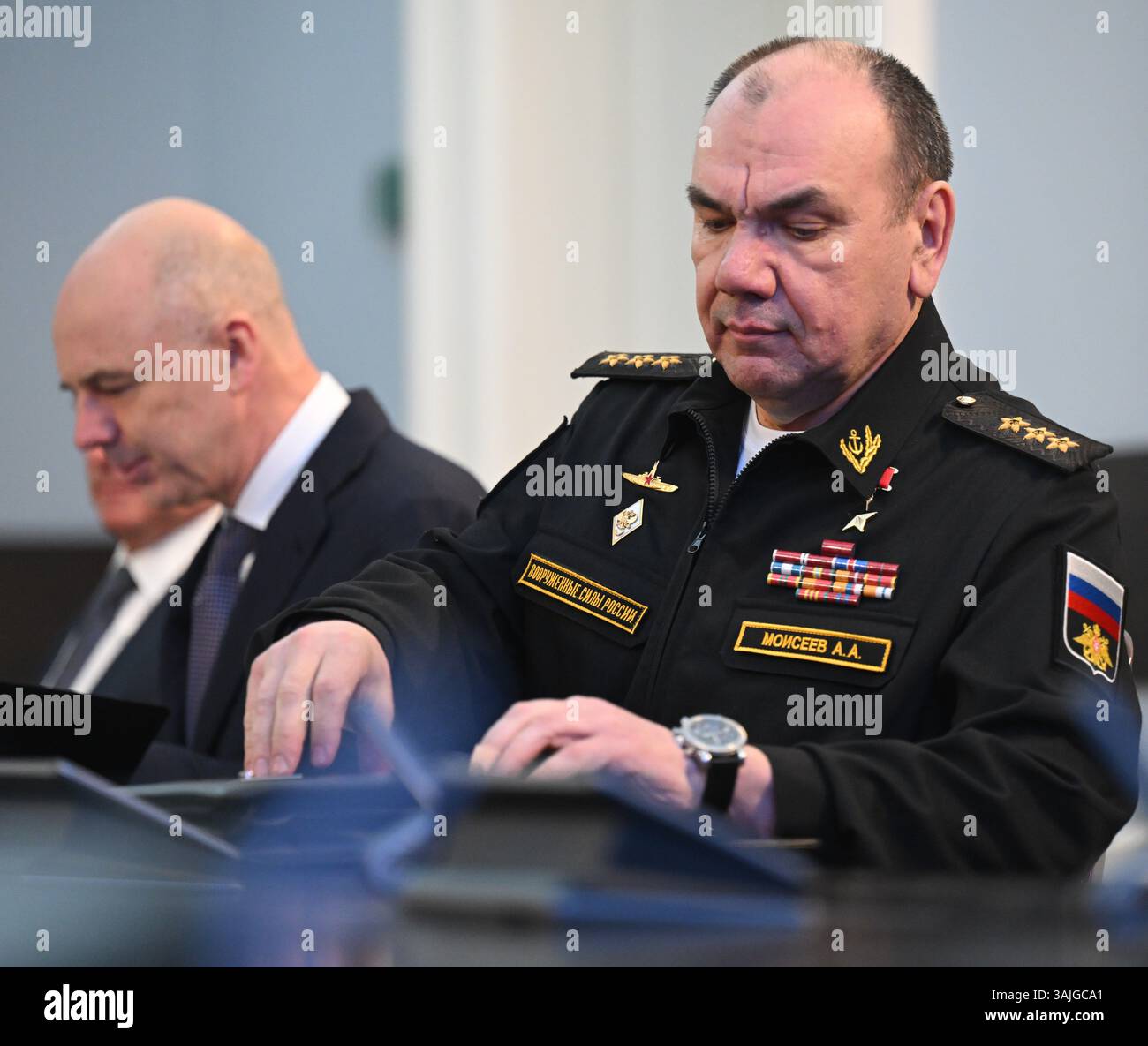 St. Petersburg, Russia. 11th Apr, 2025. Commander-in-Chief of the Russian Navy Alexander Moiseev ...