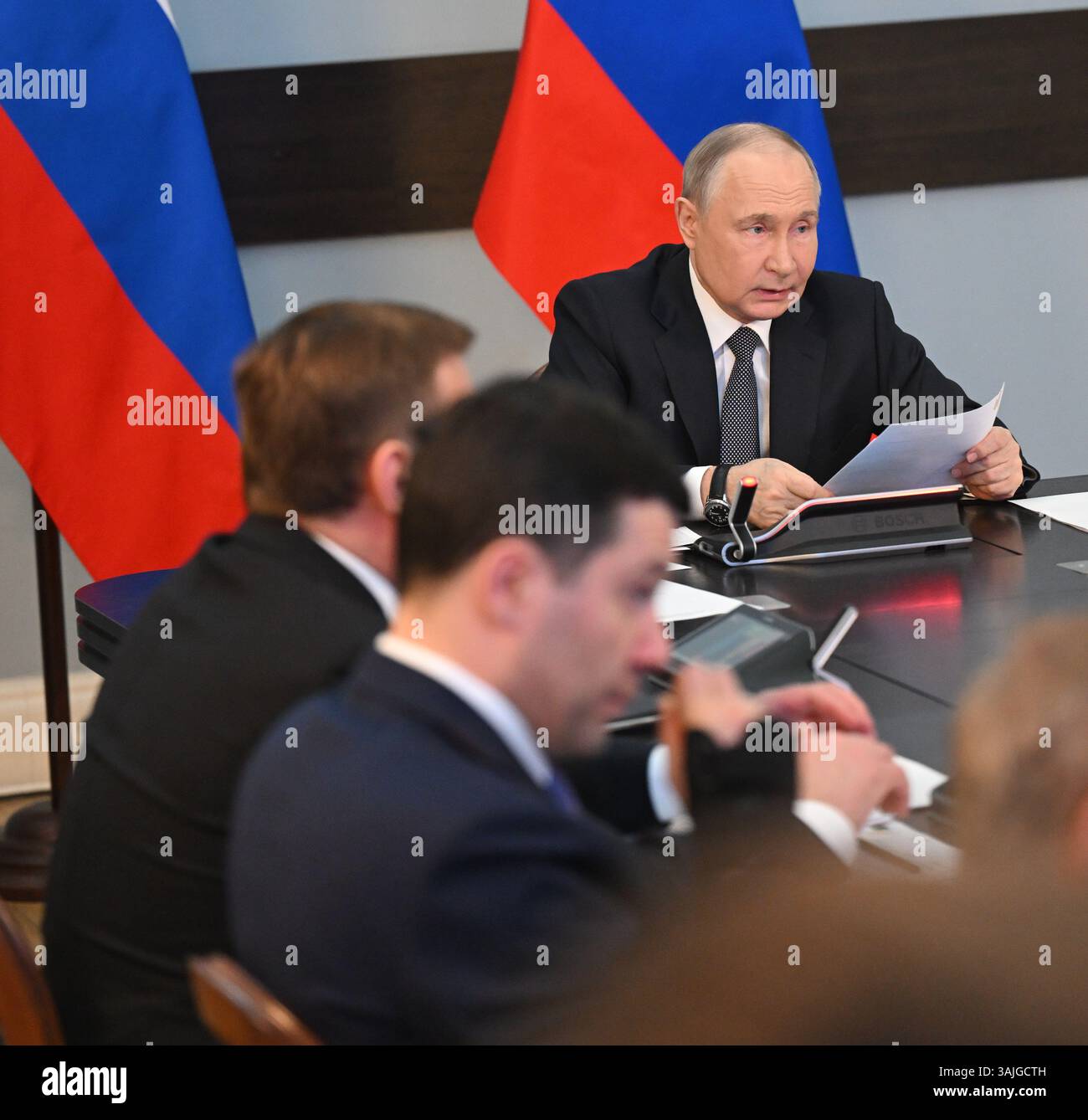 Russian President Vladimir Putin during the meeting. Credit: Dmitry ...