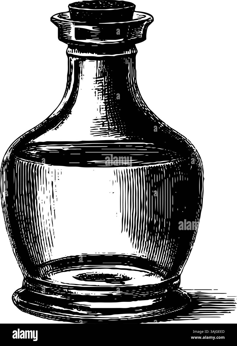 Vintage engraved illustration of a potion bottle design for artistic ...