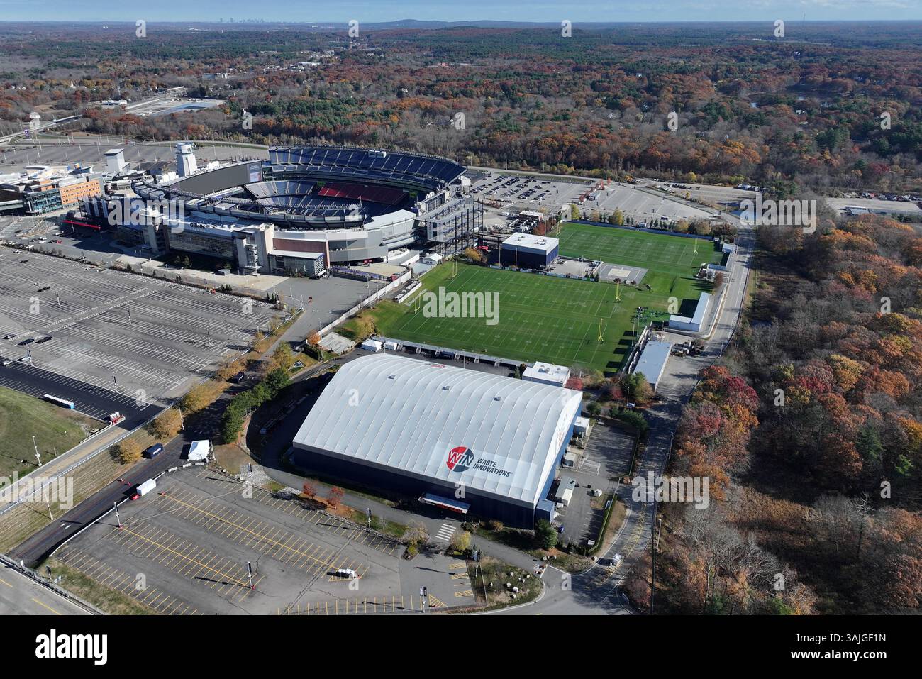 A general overall aerial view of the New England Patriots football ...