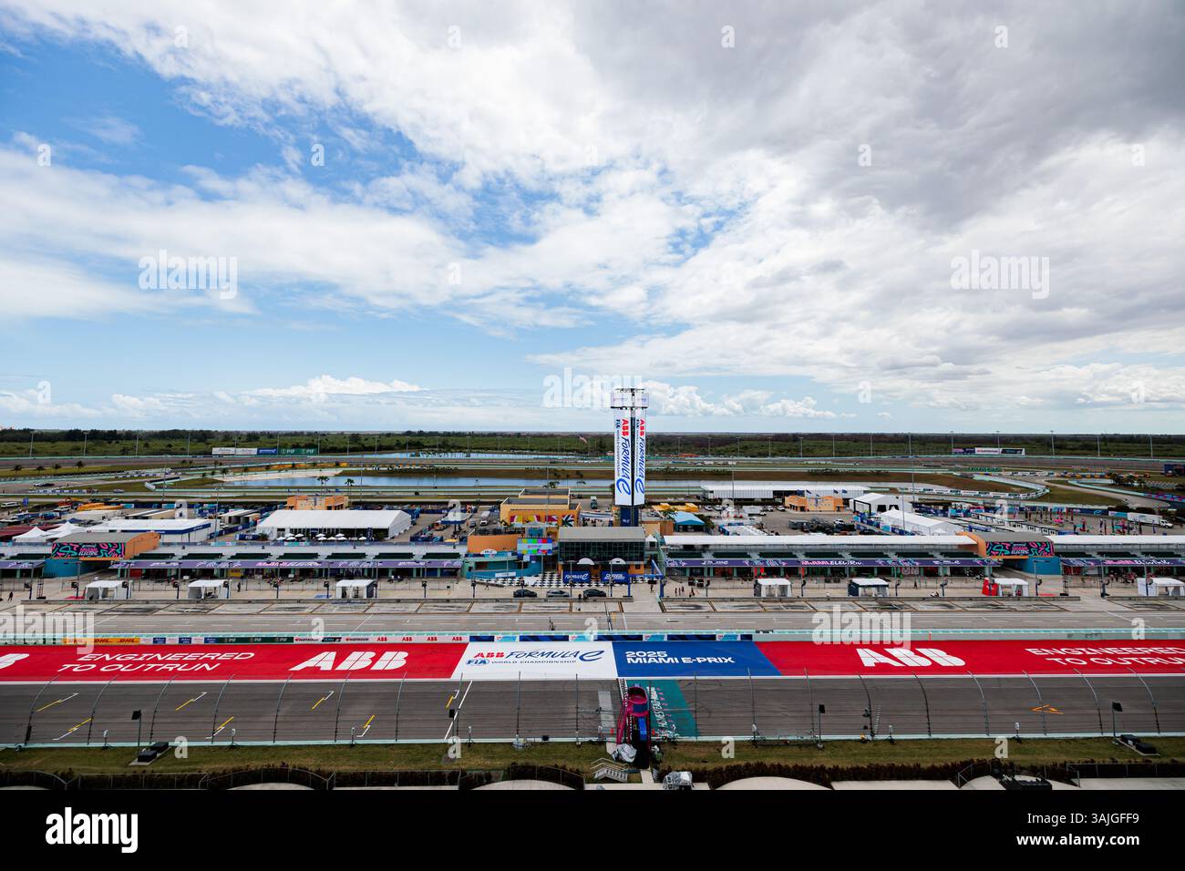 ABB Engineered to Outrun branding during the Miami ePrix, 5th round of the 2024-25 ABB FIA ...