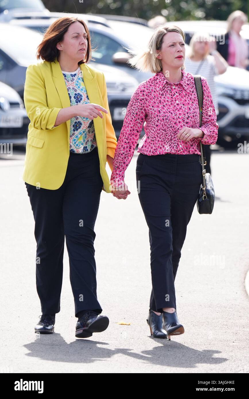 Former Labour leader Kezia Dugdale (left) with her wife, Jenny Gilruth ...