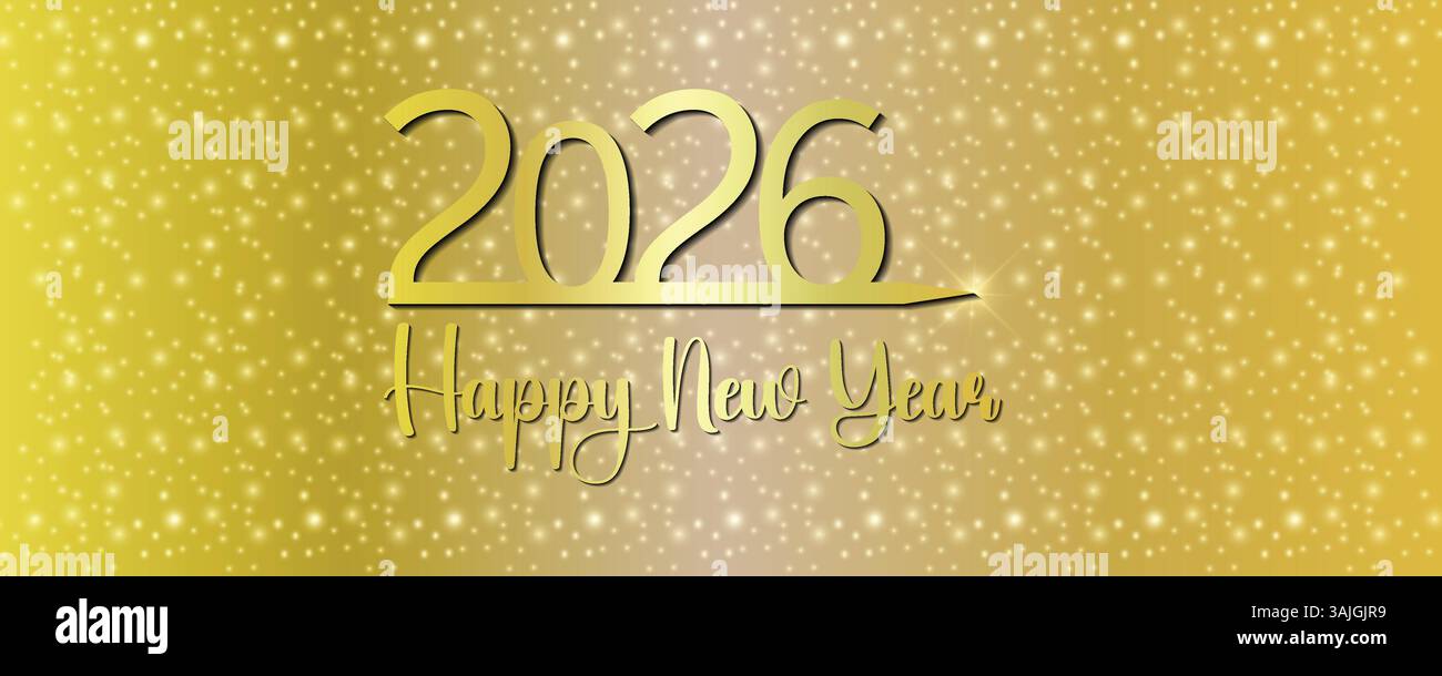 Happy new year 2026 invitation poster with golden gradient, vector art ...