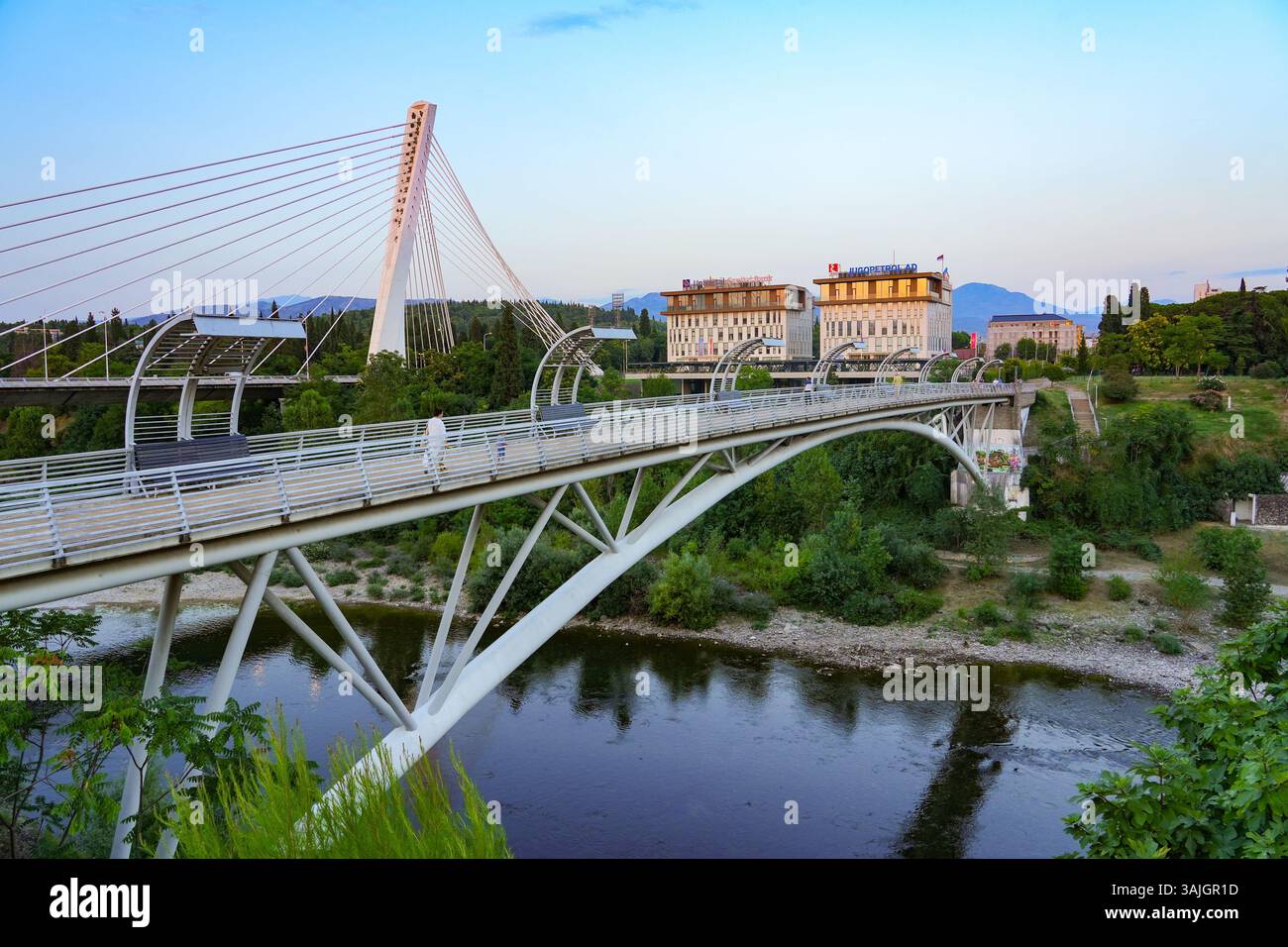 Moscow Bridge (Moskovski most), a pedestrian bridge that spans the ...