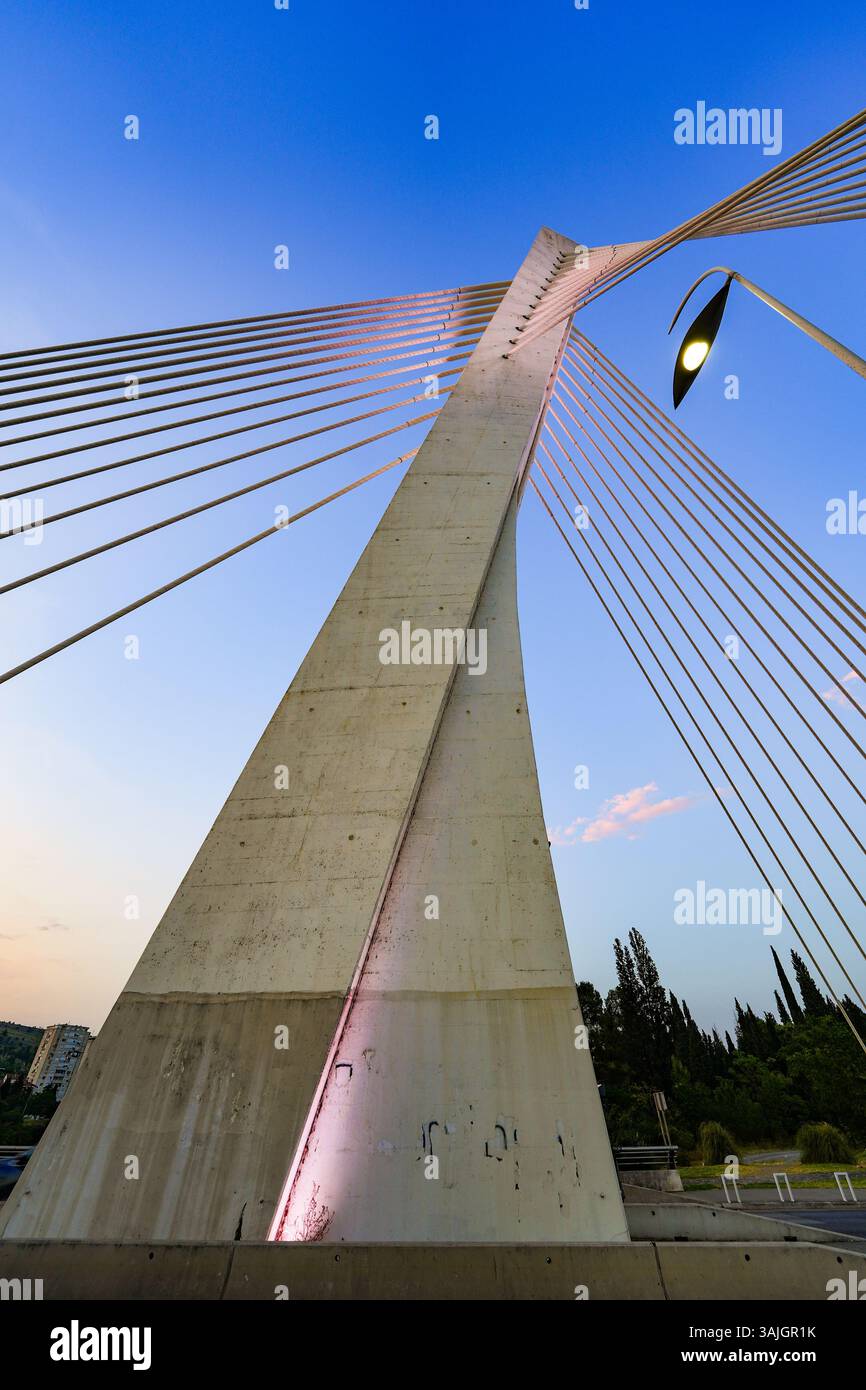Millenium Bridge (Most Milenijum), a cable-stayed bridge that spans the ...