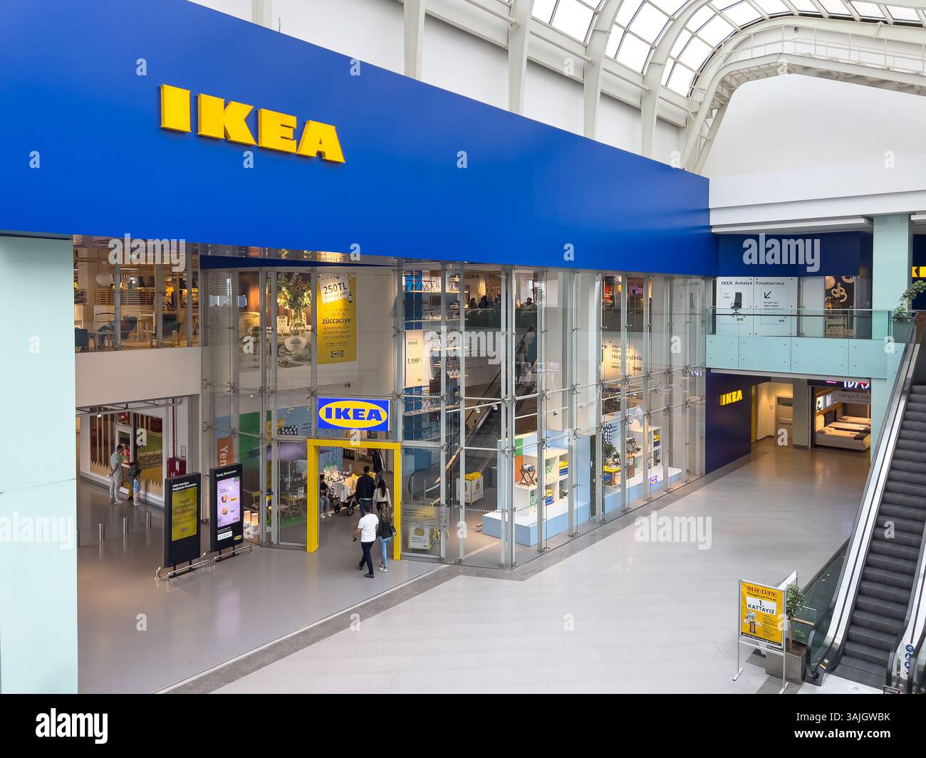 Antalya, Turkey - March 31, 2025: Ikea logo at the entrance of the Ikea ...