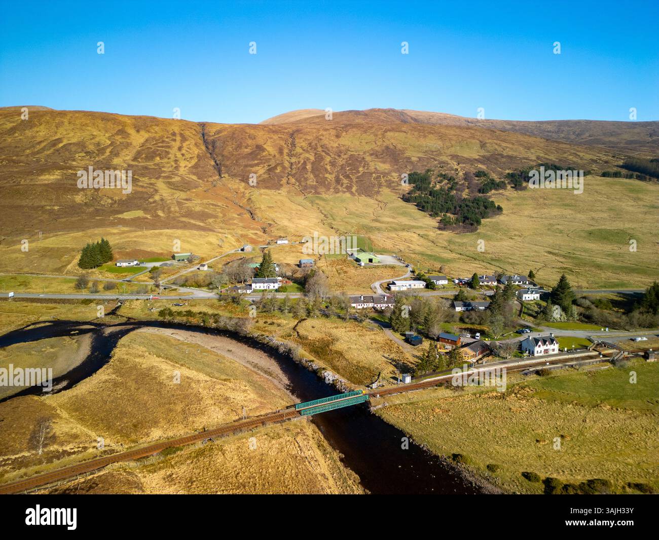 Aerial view of Achnasheen village, Ross-shire, Highland Region ...