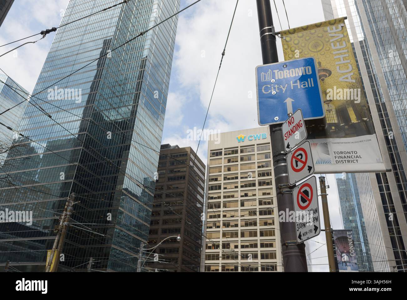 directions to Toronto City Hall, Toronto Financial District banner, and ...