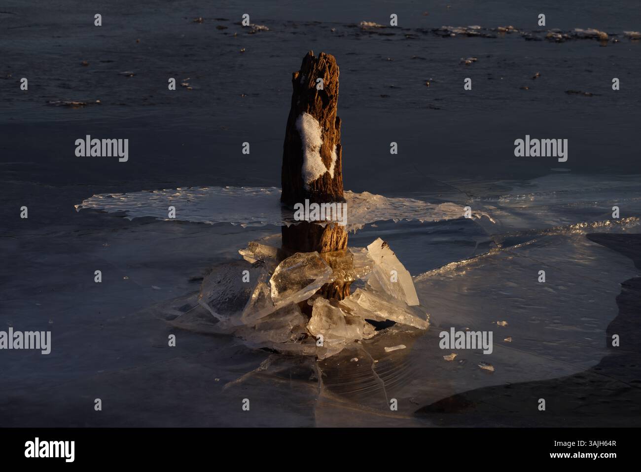 Natural ice sculpture along Potomac river, Maryland, caused by dropping ...