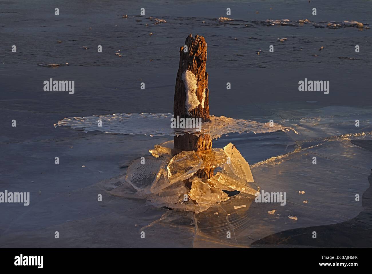 Natural ice sculpture along Potomac river, Maryland, caused by dropping ...