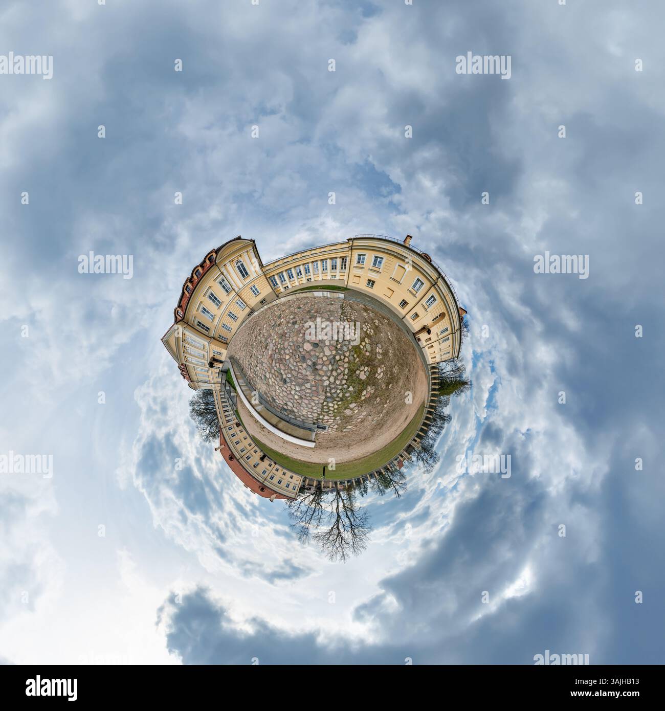 little planet and spherical aerial 360 panorama globe view with ancient ...
