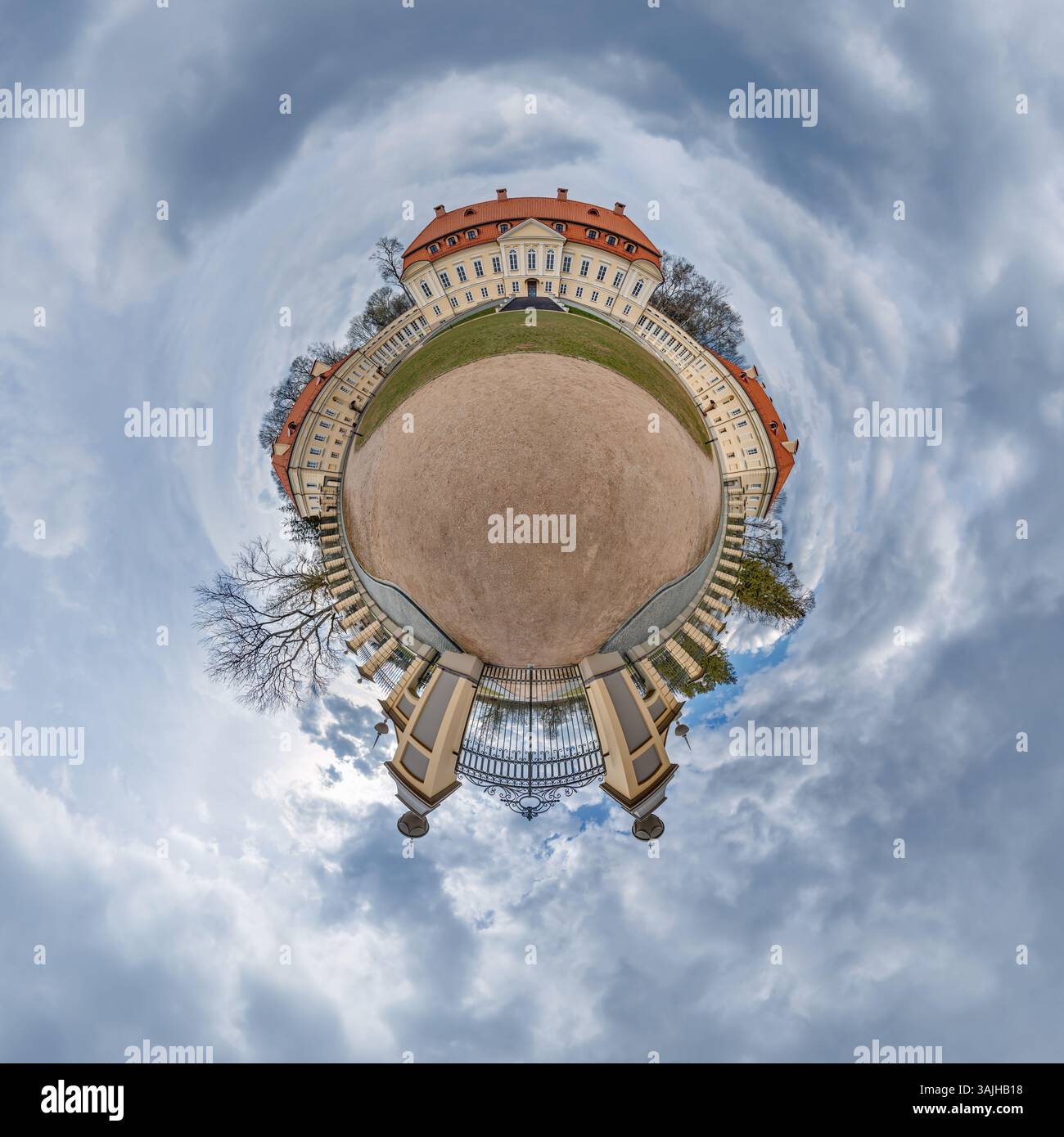 little planet and spherical aerial 360 panorama globe view with ancient ...