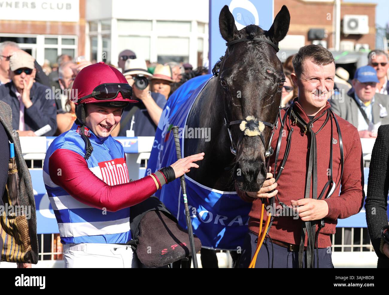 Jockey Sean Bowen celebrates after victory in the Coral Handicap Hurdle ...