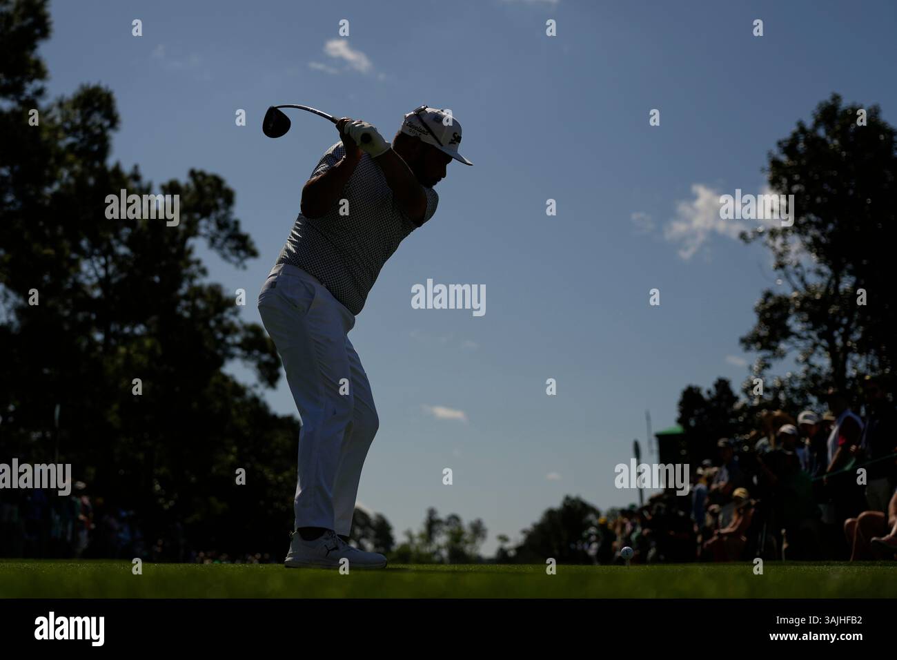 J.J. Spaun hits his tee shot on the ninth hole during the second round ...