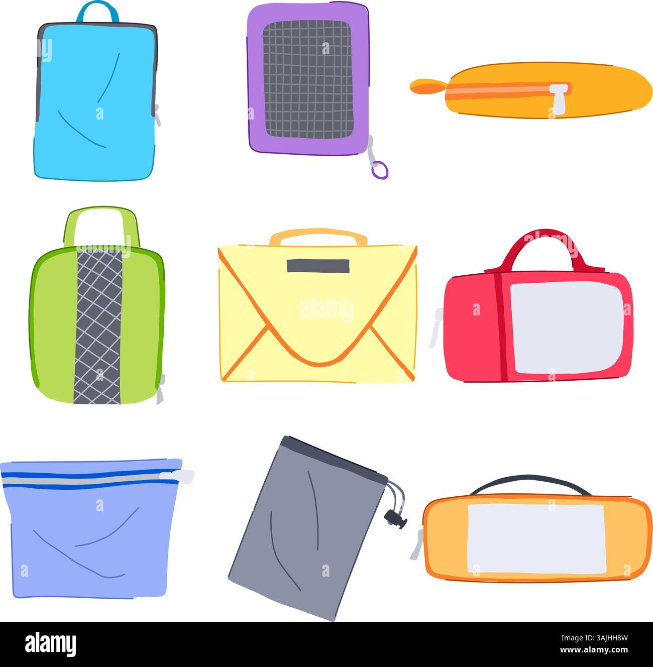 compression bag set cartoon vector illustration Stock Vector Image ...
