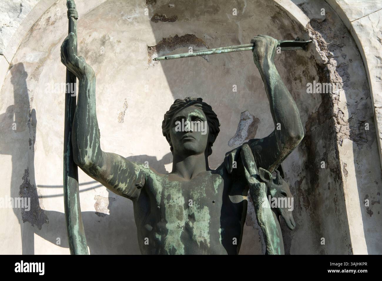Bronze statue of athlete at the C.O.N.I. headquarters in Rome. Italian ...