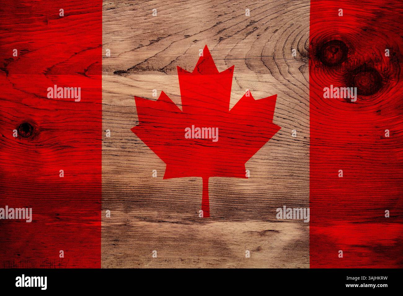 Canadian flag on natural wood background Stock Photo - Alamy