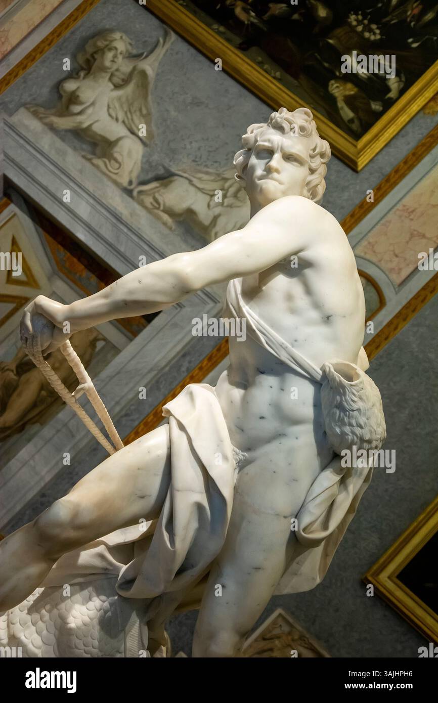 Marble statue by Bernini of David about to slay Goliath Stock Photo - Alamy