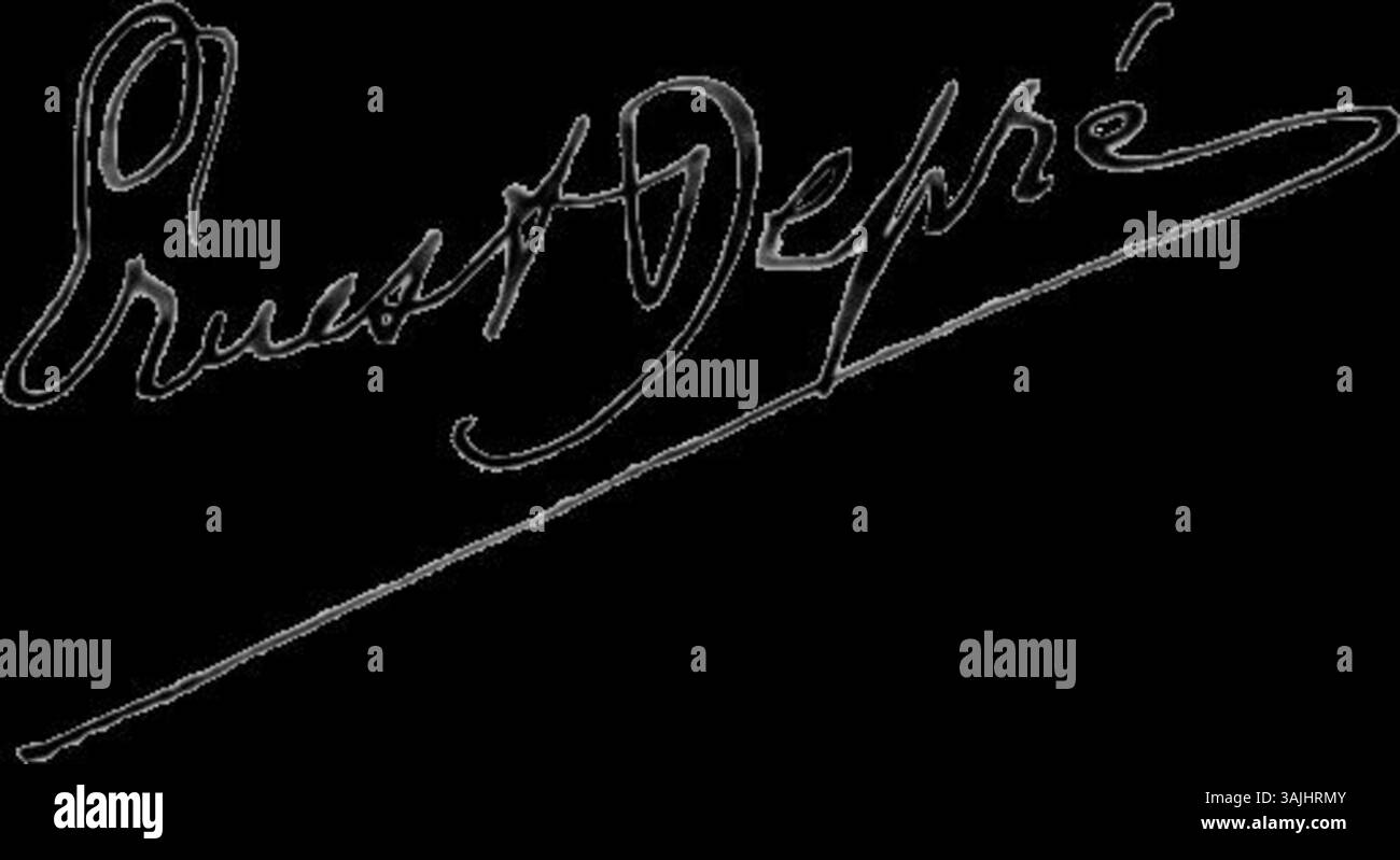 This image displays the signature of Ernest Depré (1854–1932), a French ...